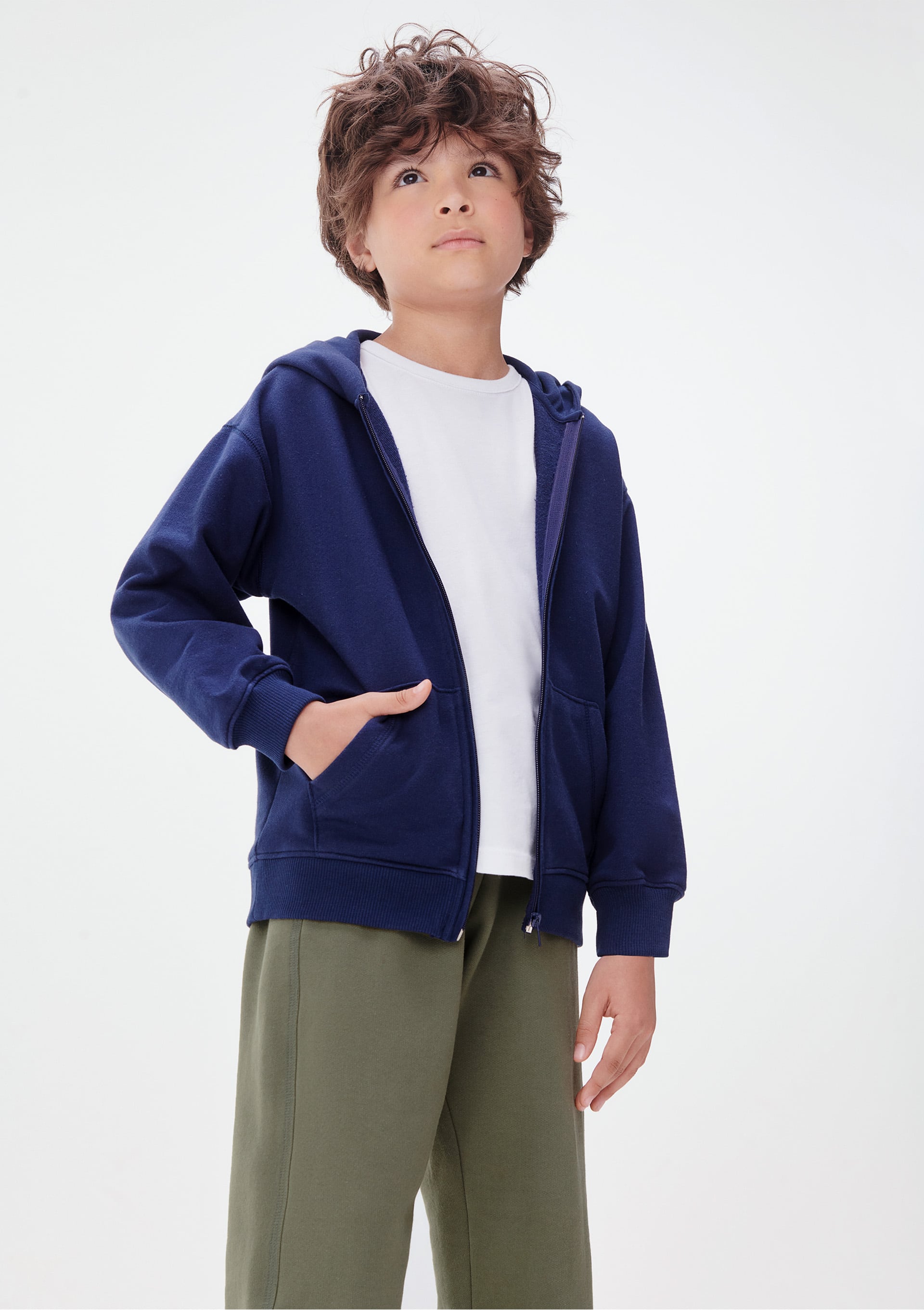 Jaqueta Básica Infantil Unissex Com Capuz - Azul | Hering