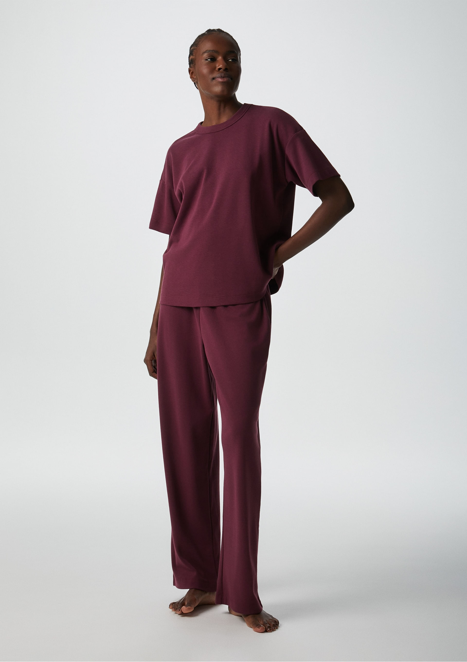 Pijama Longo Feminino Em Interlock - Vermelho | Hering