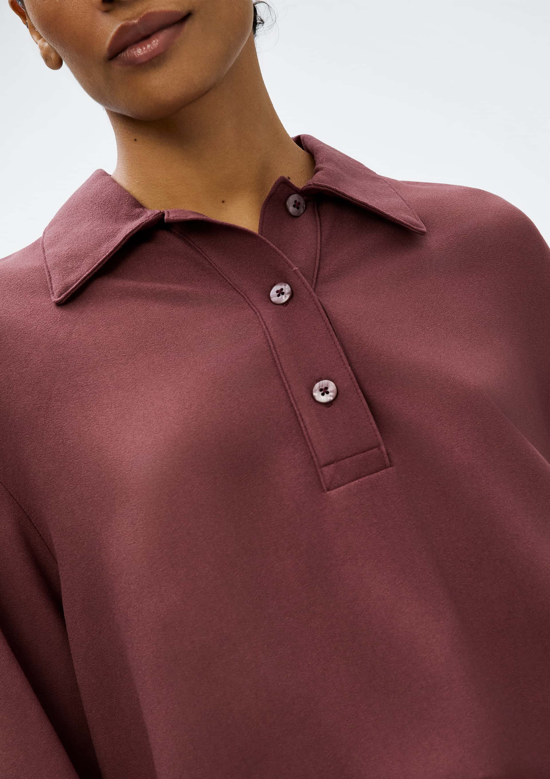 Camisa Polo Feminina Em Viscose Creponada - Vinho | Hering